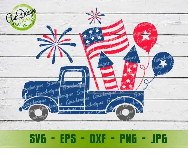 4th of july truck svg Independence Day Svg truck with firecracker svg ...
