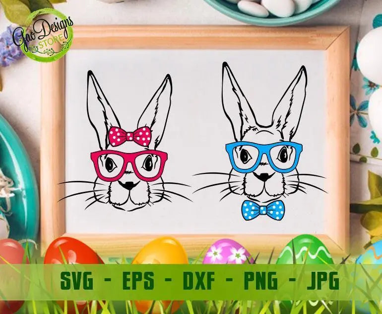 Easter Bunny With Glasses svg, Bunny With Glasses svg, Bunny With ...