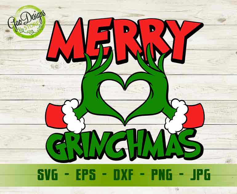 Merry Grinchmas Svg, Grinch heart hands svg, Funny Christmas Svg - Gaodesigns Store