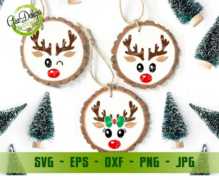 Christmas Reindeer Faces SVG Bundle, Reindeer SVG, Girl Reindeer SVG ...
