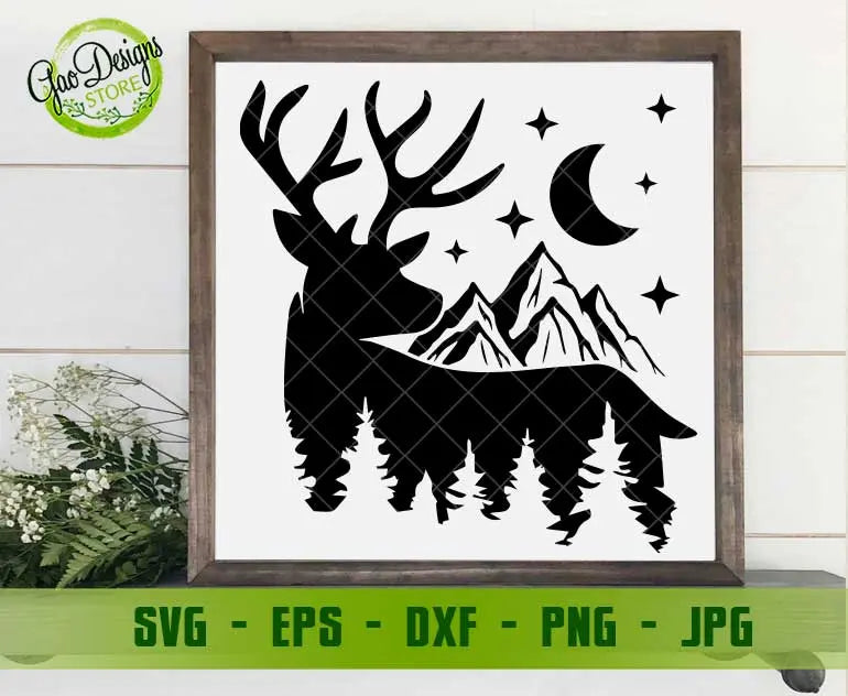 Deer and Mountains SVG Files for Silhouette & Cricut Hunting SVG ...