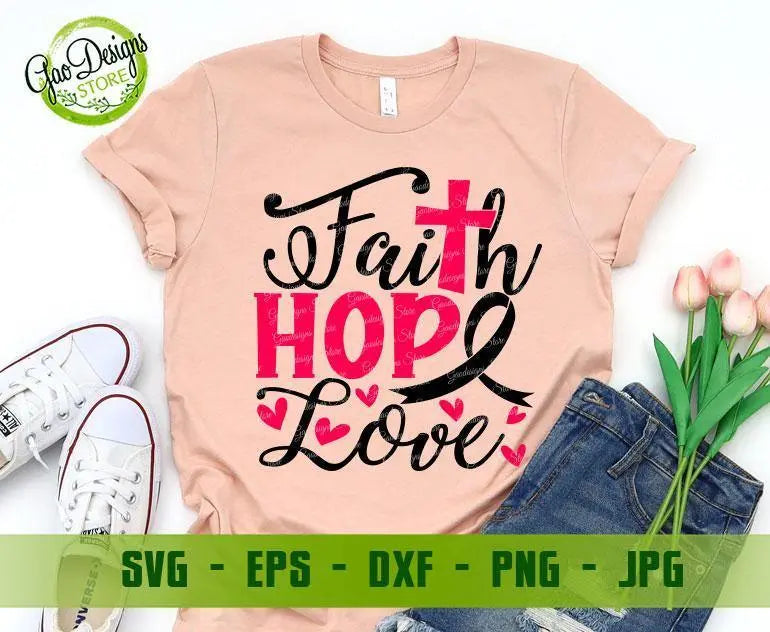 Faith Hope Love Cancer Ribbon SVG, awareness ribbon svg, Breast Cancer ...