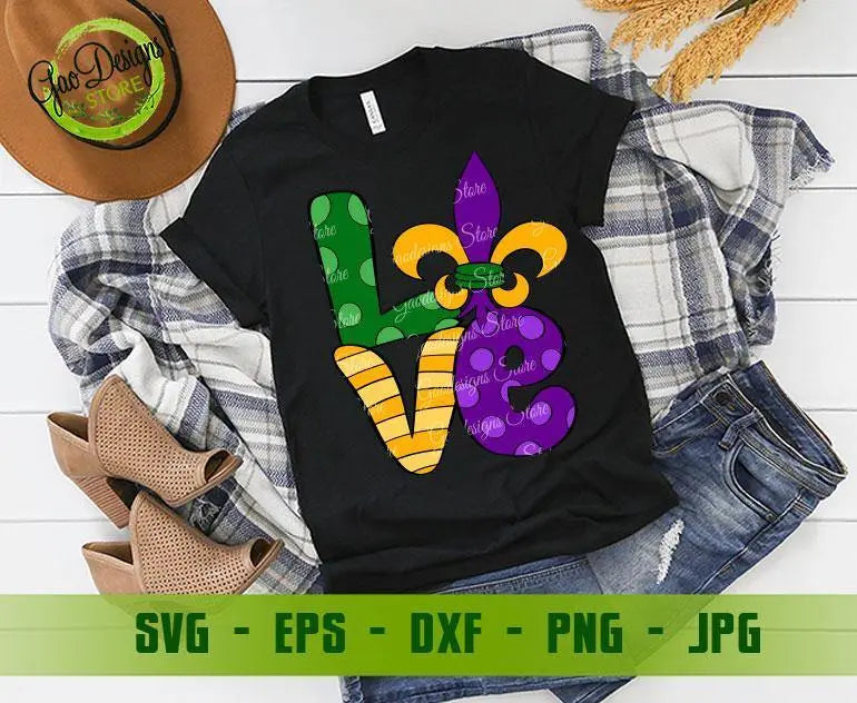 Love Mardi Gras svg Fat Tuesday svg, Mardi Gras Shirt, Jester Hat svg ...