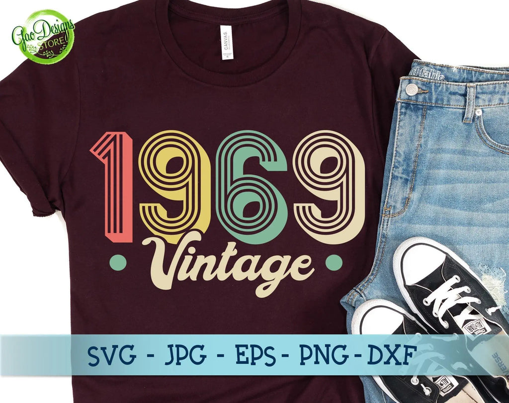 1969 Birthday SVG, Vintage 1969 SVG Clipart, Vintage 1969 Cut File for ...