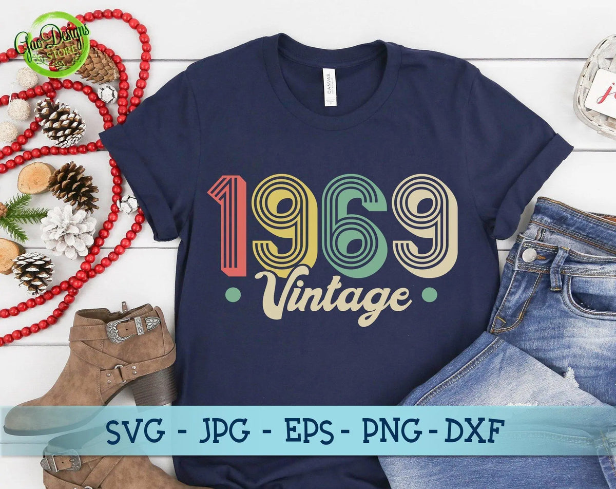 1969 Birthday SVG, Vintage 1969 SVG Clipart, Vintage 1969 Cut File for ...