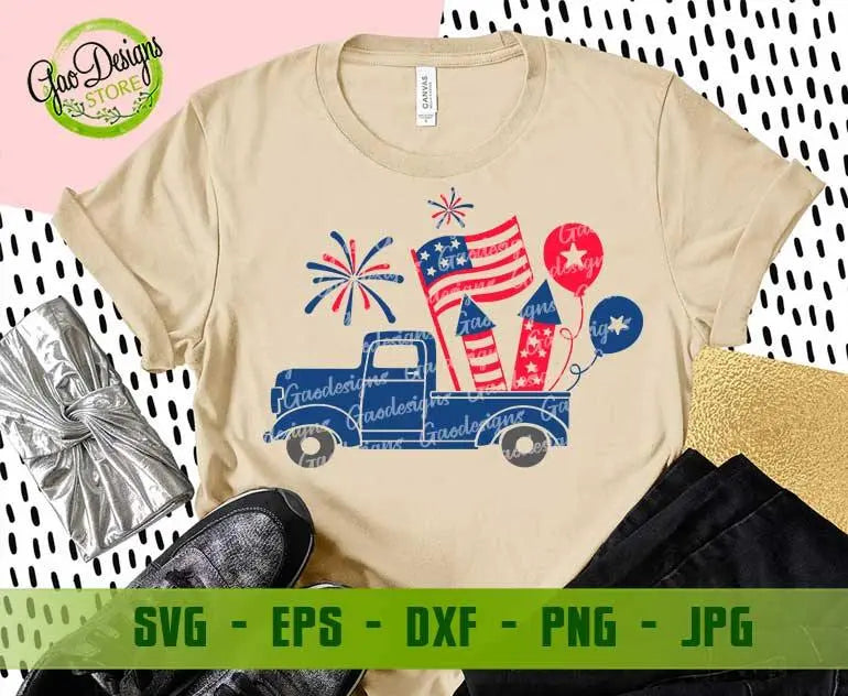 4th of july truck svg Independence Day Svg truck with firecracker svg ...