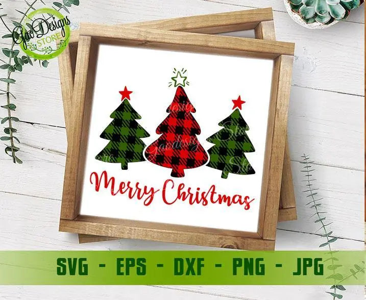 Buffalo Plaid Christmas Tree svg, Merry Christmas svg, Digital Download ...