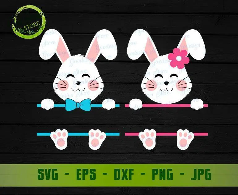 Bunny Split monogram svg Cut File Easter Bunny SVG, png, eps, dxf ...