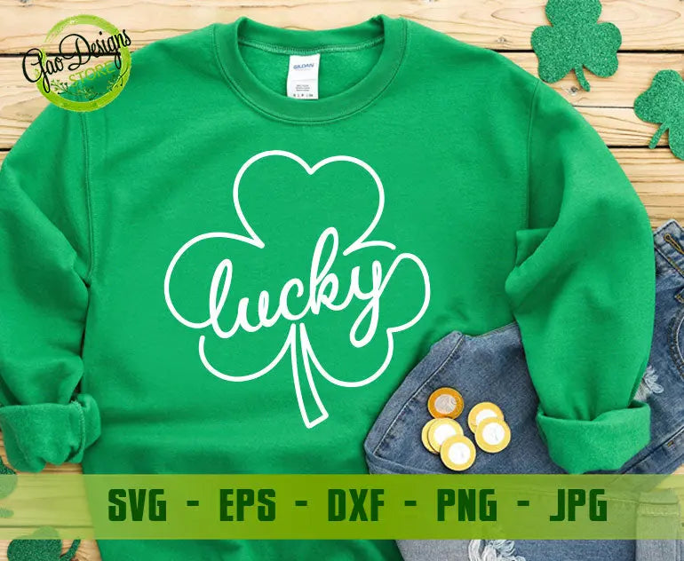 Lucky Shamrock Svg, St. Patrick's Day Svg, Cute Clover Svg Dxf Eps, St ...