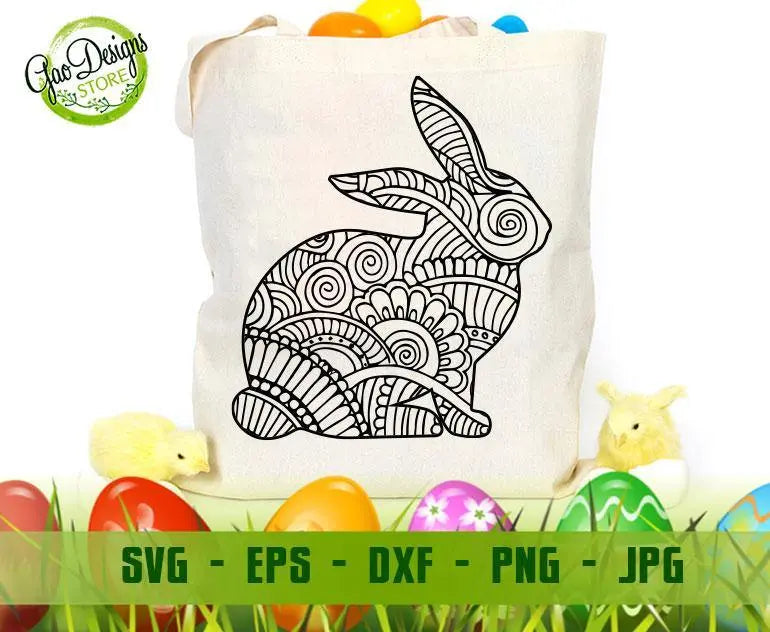 Mandala Bunny SVG, Easter Bunny Svg, Rabbit Silhouette, Mandala Svg ...