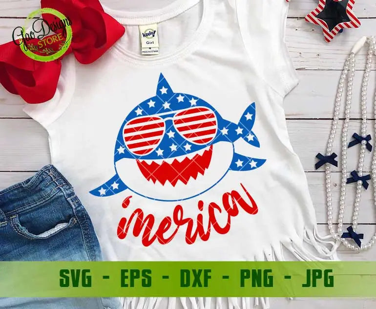 Patriotic Shark Svg, 4th of July Svg American Flag Shark Svg USA Svg ...