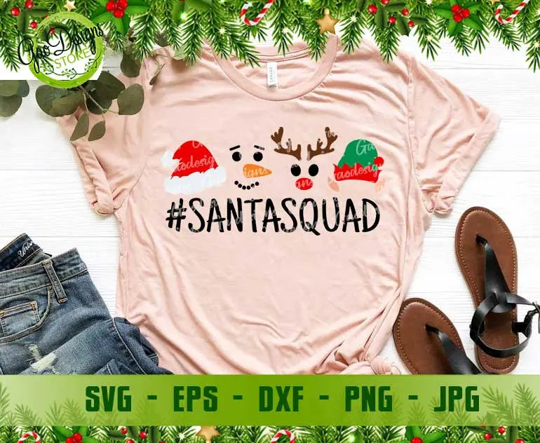Santa Squad Svg, Kids Christmas Svg, Elf svg, Santa Hat Svg Reindeer ...