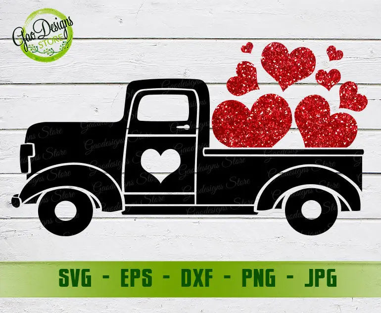 Valentine Truck Svg, Valentine's Day Svg, Red Truck with Heart Svg ...