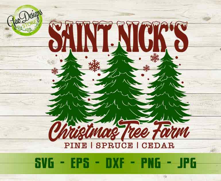 Saint Nick's Christmas Tree Farm svg; Retro Christmas svg - Gaodesigns ...