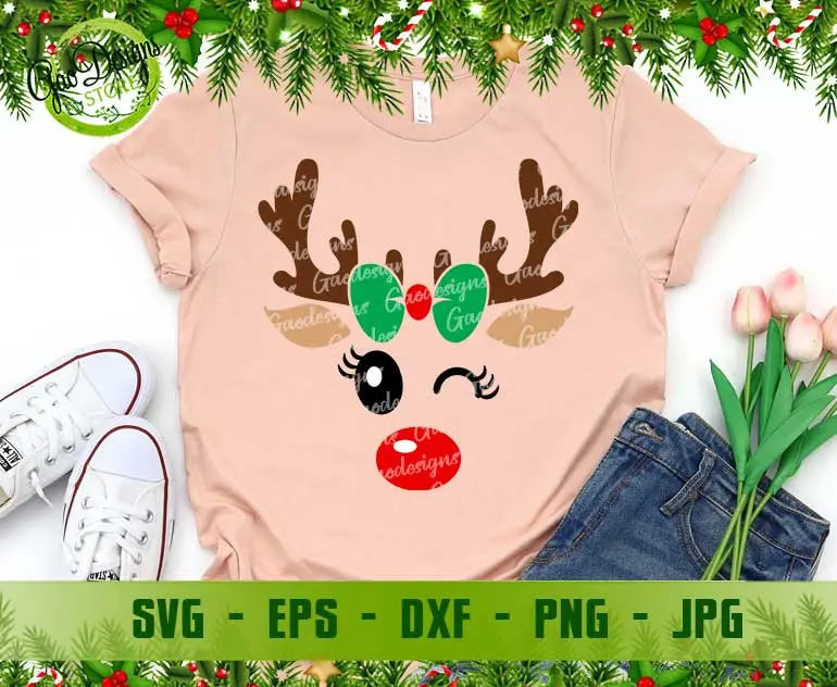 Christmas Reindeer Faces SVG Bundle, Reindeer SVG, Girl Reindeer SVG ...