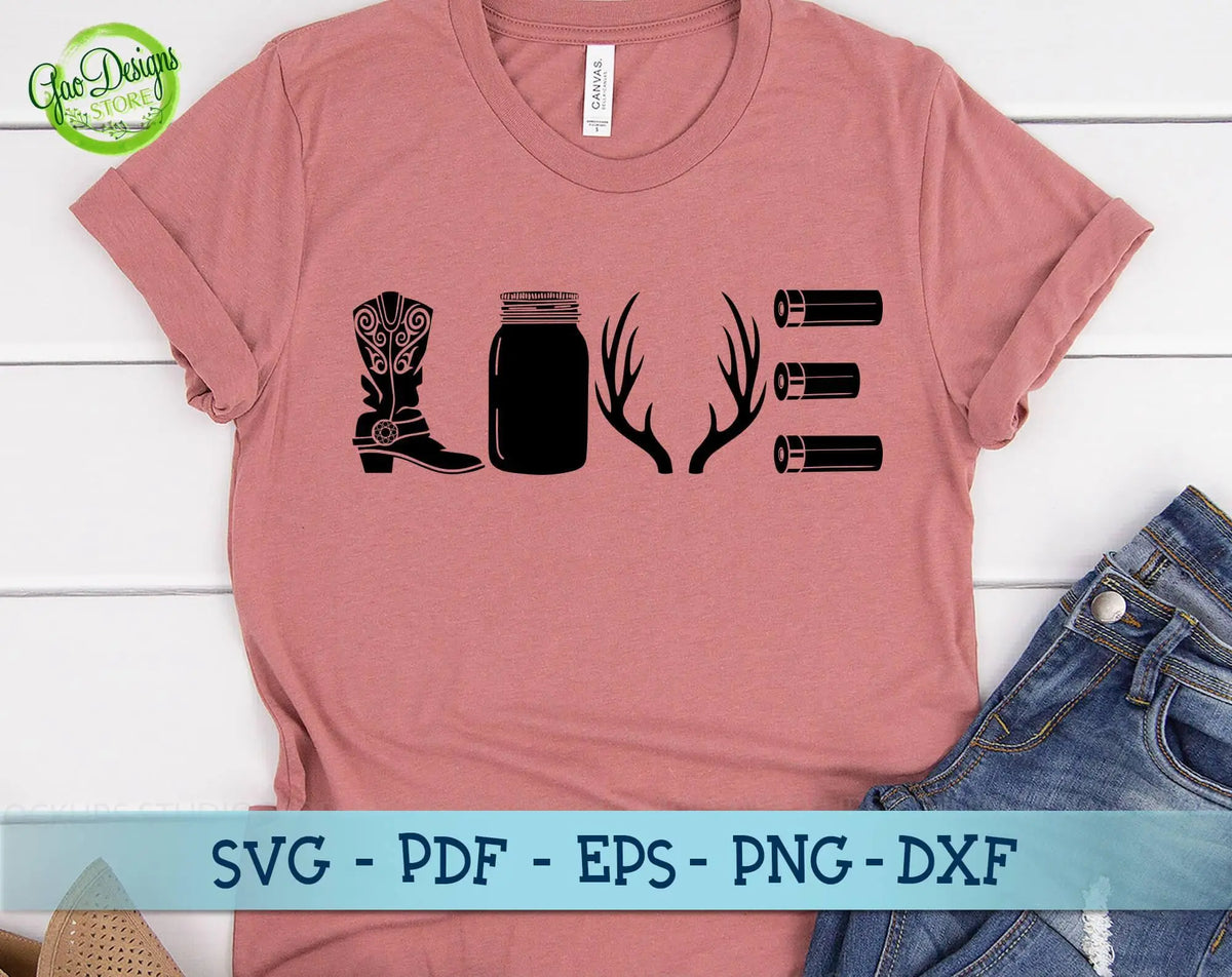 Country Love SVG, Hunting Love png, Mason Jar SVG, Cowboy Boot SVG ...