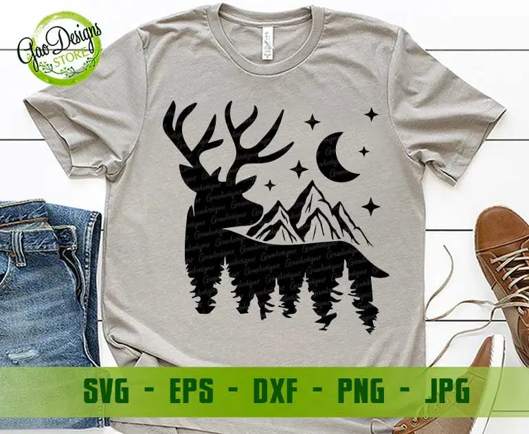 Deer and Mountains SVG Files for Silhouette & Cricut Hunting SVG ...