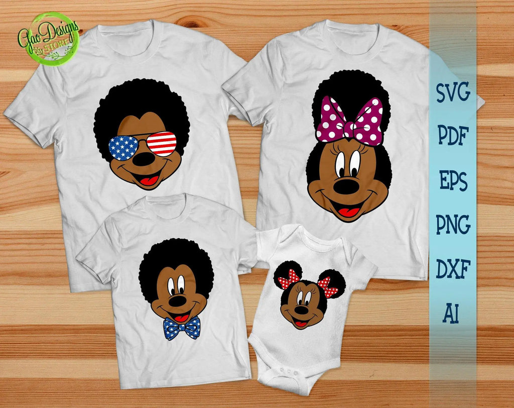 Disney Family Afro American svg, Afro minnie mouse svg, Afro mickey ...