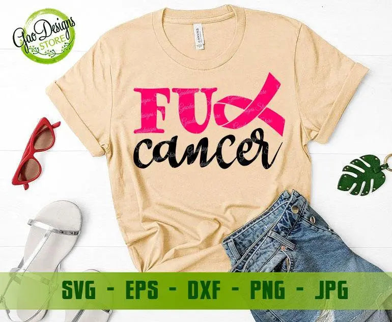 F*ck cancer awareness ribbon svg, Breast Cancer Awareness svg, Breast ...