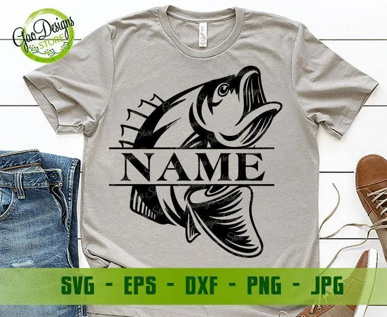 Fish monogram svg Bass fish svg Fishing svg files for silhouette Cricut ...