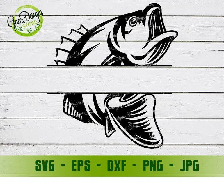 Fish monogram svg Bass fish svg Fishing svg files for silhouette Cricut ...