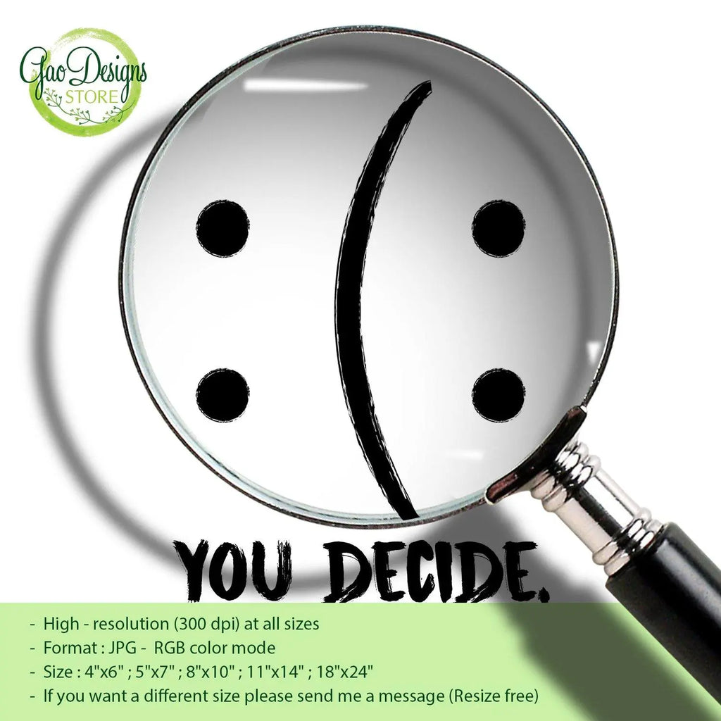 Funny Wall Art, You Decide Print, Funny Quote Poster, Motivational ...