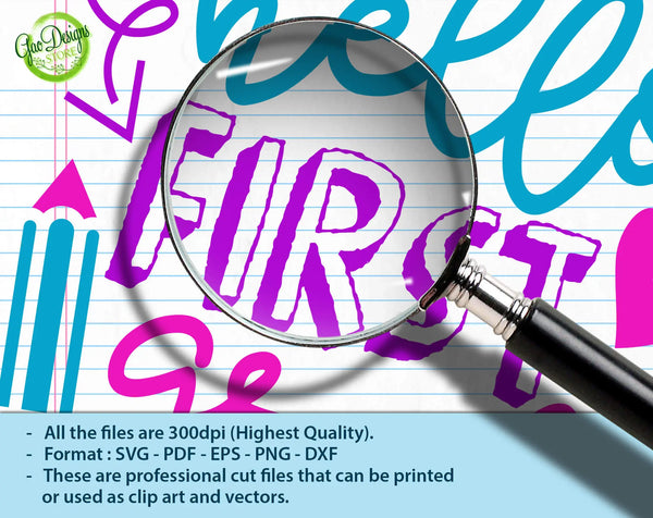 Hello first grade svg cut file, 1st grade shirt, 1st day of school ...