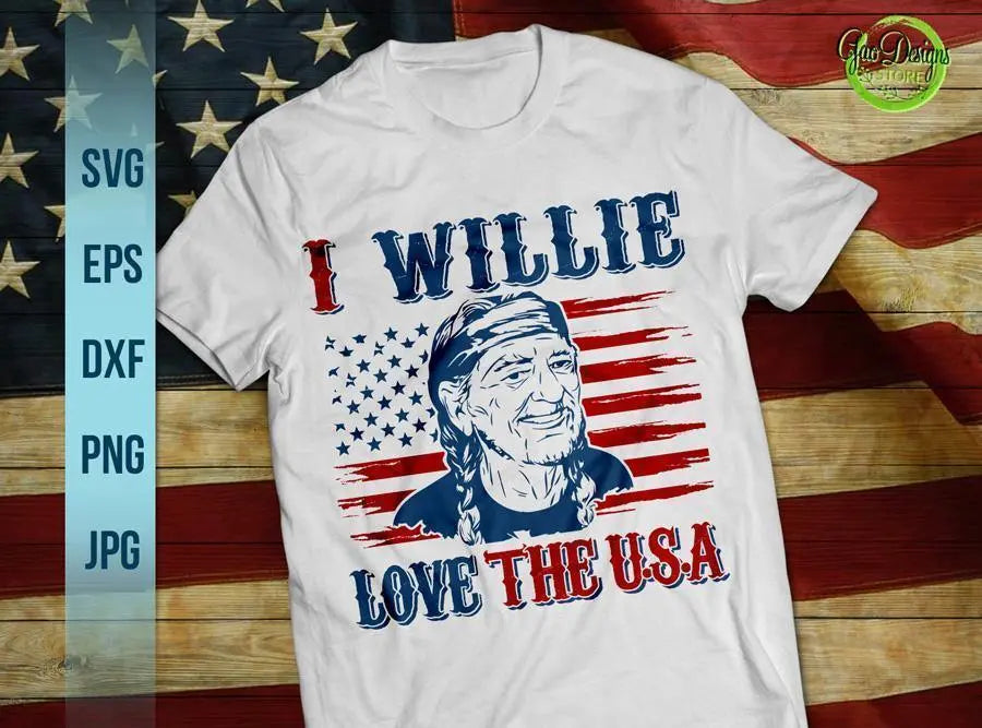 I Willie Love The USA Flag SVG, Willie Nelson Cut File 4th of July svg ...