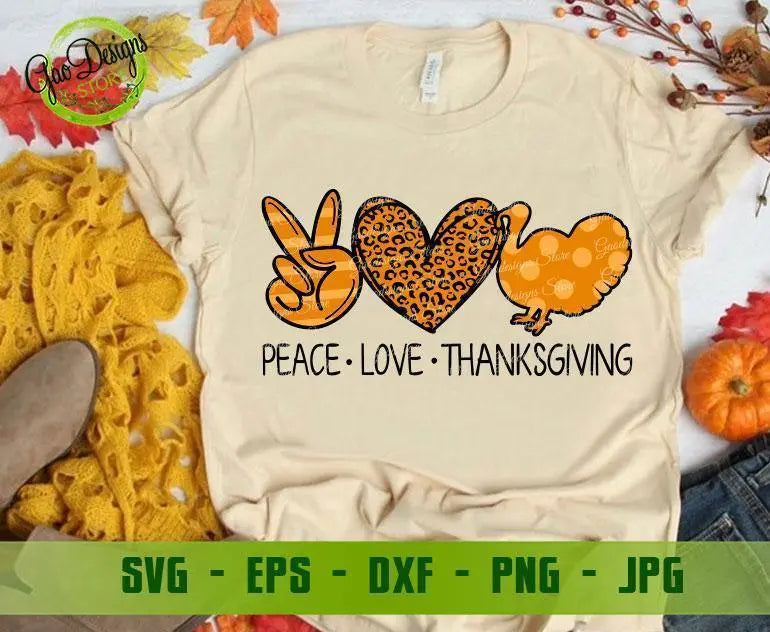Peace love Thanksgiving Svg, Give Thanks svg peace love Turkey SVG File ...