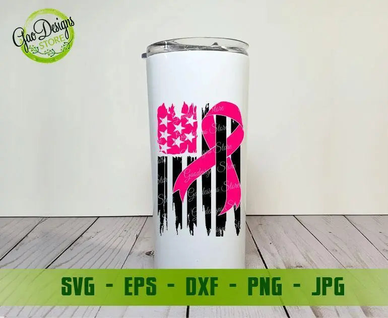 Pink Ribbon USA Flag svg, Breast Cancer svg, Grunge Flag svg, Breast ...